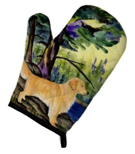 caroline's treasures ss8426ovmt golden retriever oven mitt heat resistant thick oven mitt for hot pans and oven, kitchen mitt protect hands, cooking baking glove