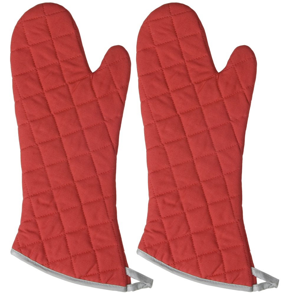 Now Designs 17-Inch Flameguard Oven Mitts, Red, Set of 2