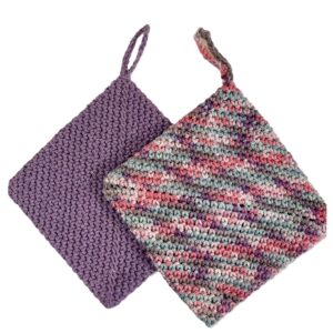 double thickness potholders - 100% cotton - trivet - lavender and fondant fun