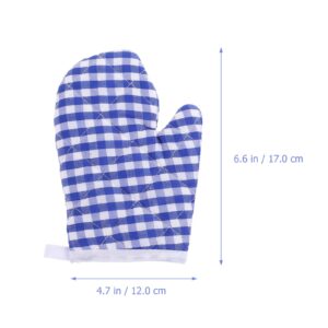 2Pcs Kitchen Oven Mitts Heat Resistant Microwave Gloves Pot Holders Non- Slip BBQ Mitts Tool for Kids Home Picnic Baking Cooking Barbecue Dark Blue