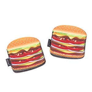 creative home set of 2 (one pair) neoprene oven mitt heat resist kitchen gloves pot holder grabber, 5.3" l x 5.7" w, hamburger