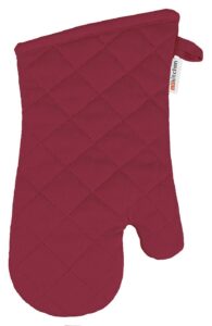 mu kitchen 100% cotton terry-lined oven mitt, 13-inch, cabernet