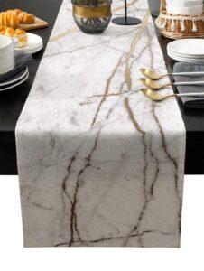 marble table runner-cotton linen-long 120 inche white gray gold dresser scarves,texture tablerunner for kitchen coffee/dining/sofa/end table bedroom home living room,scarfs decor for holiday dinner