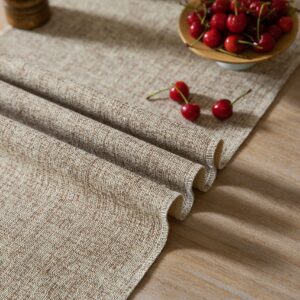 ZeeMart Beige Table Runners 72 Inches Long, Burlap Linen Style Rustic Farmhouse Table Runner, Boho Woven Dining Table Runner, 13x72 Inches, Oatmeal Beige