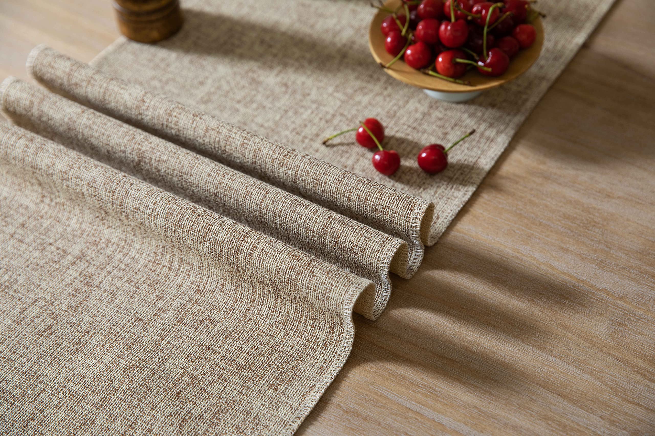 ZeeMart Beige Table Runners 72 Inches Long, Burlap Linen Style Rustic Farmhouse Table Runner, Boho Woven Dining Table Runner, 13x72 Inches, Oatmeal Beige