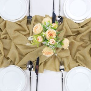 DELOVO Gold Table Runner Glitter Gauze 27X120 inches Long Table Linen for Wedding Party Banquets Bridal Home Table Arches Cake Table Decoration