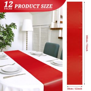 12 Pack Red Satin Table Runner 12 x 72 Inch Long Premium Table Runners for Wedding Party Events Decoration, Birthday Parties, Banquets Decorations, Graduations, Engagements