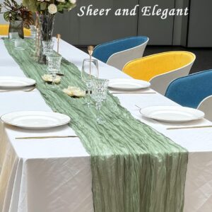 3 Pack 160 inch Sage Green Cheesecloth Table Runner-13.3ft Long Sage Table Runner Sheer Gauze Cheese Cloth Runner Sage Party Decorations for Wedding Reception, Baby Shower Bridal Shower Birthday Party