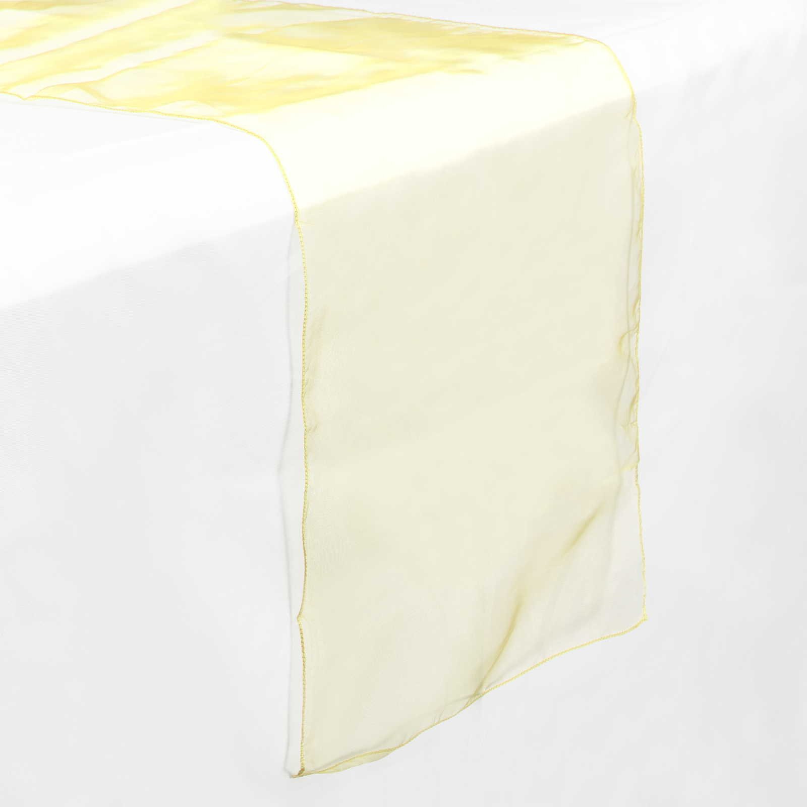 Lann's Linens - 5 Organza 14" x 108" Dining Room Table Runners for Wedding, Reception or Party - Yellow