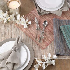 SARO LIFESTYLE 217.TQ1454B Melaya Collection Shimmering Woven Nubby Water Hyacinth Table Runner, 14" x 54", Turquoise