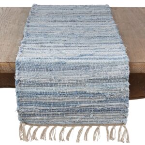 saro lifestyle chindi table runner with denim design, denim, 16"x54"