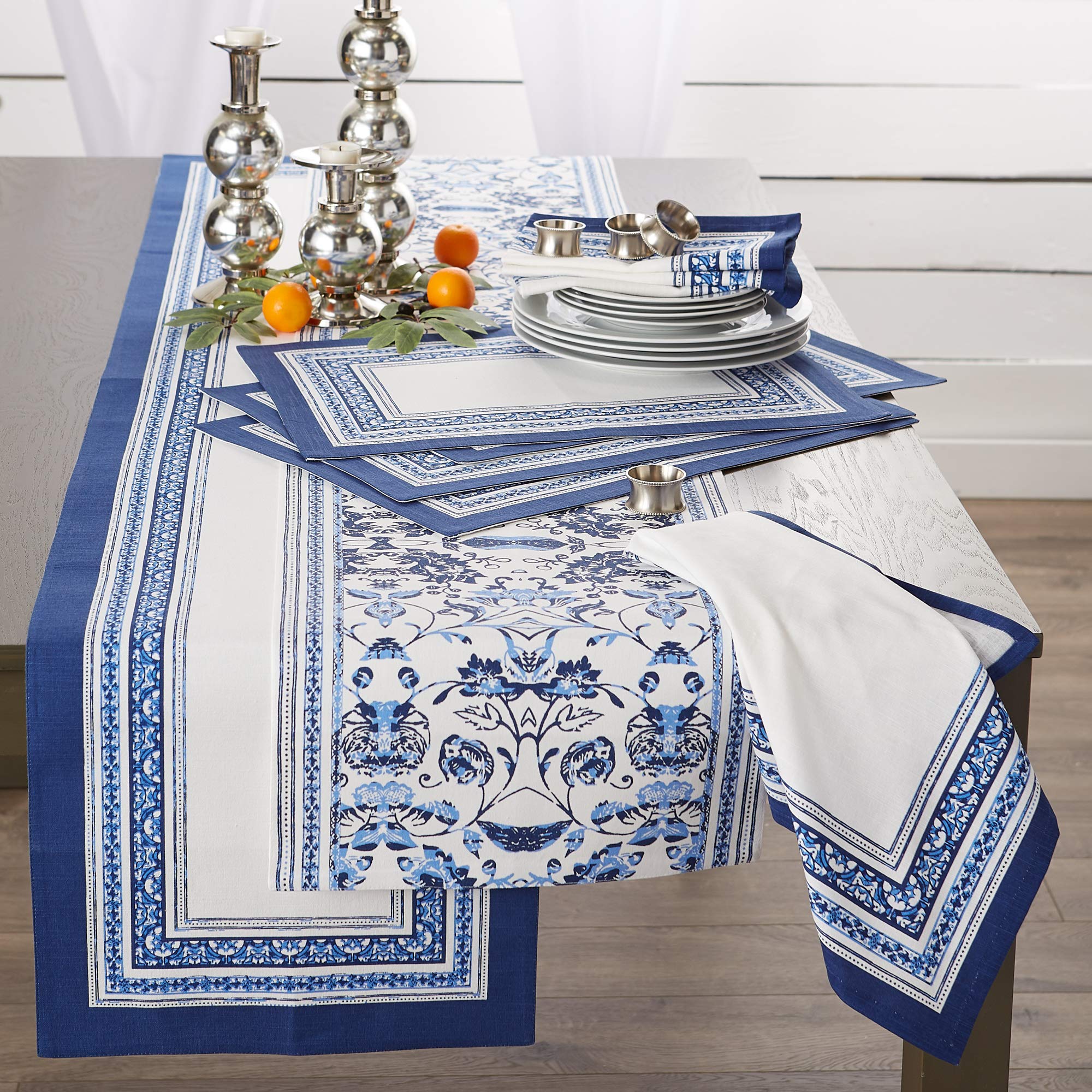 DII Table Top Décor Collection Spring & Summer Table Runner, 14x72, Porto Stripe Print