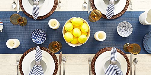 DII PVC Tabletop Collection Woven Indoor/Outdoor, Table Runner, 14x72, Nautical Blue