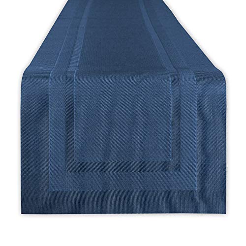 DII PVC Tabletop Collection Woven Indoor/Outdoor, Table Runner, 14x72, Nautical Blue