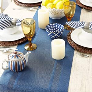 DII PVC Tabletop Collection Woven Indoor/Outdoor, Table Runner, 14x72, Nautical Blue