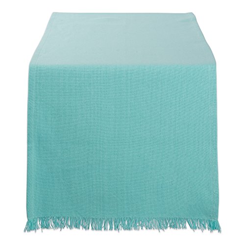 DII Everyday Collection, Fringed Solid Tabletop, Table Runner, 14x72, Aqua