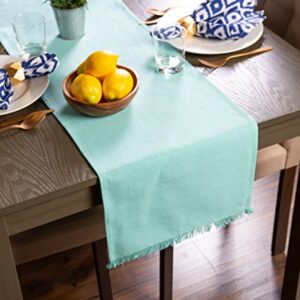 DII Everyday Collection, Fringed Solid Tabletop, Table Runner, 14x72, Aqua