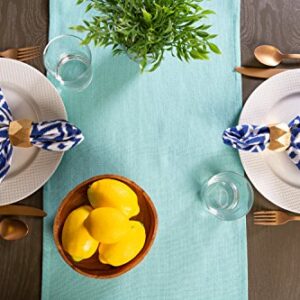 DII Everyday Collection, Fringed Solid Tabletop, Table Runner, 14x72, Aqua