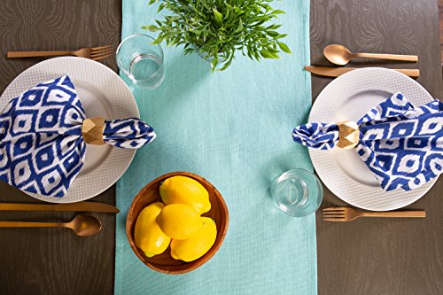 DII Everyday Collection, Fringed Solid Tabletop, Table Runner, 14x72, Aqua