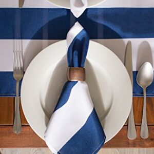 DII Cabana Stripe Outdoor Tabletop Collection, Stain/Wrinkle Resistant & Waterproof, Table Runner, 14x72, Nautical Blue