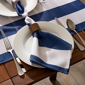 DII Cabana Stripe Outdoor Tabletop Collection, Stain/Wrinkle Resistant & Waterproof, Table Runner, 14x72, Nautical Blue