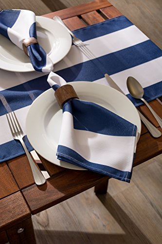 DII Cabana Stripe Outdoor Tabletop Collection, Stain/Wrinkle Resistant & Waterproof, Table Runner, 14x72, Nautical Blue