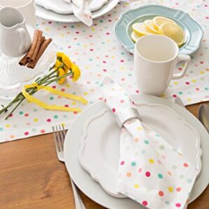 DII Polka Dot Party Print Tabletop Collection Reusable & Machine Washable, Table Runner, 14x72, Multicolor Confetti Dots