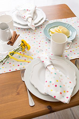 DII Polka Dot Party Print Tabletop Collection Reusable & Machine Washable, Table Runner, 14x72, Multicolor Confetti Dots