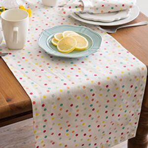 DII Polka Dot Party Print Tabletop Collection Reusable & Machine Washable, Table Runner, 14x72, Multicolor Confetti Dots