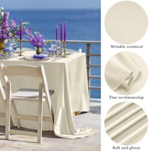 TURSTIN 4 Packs Satin Tablecloth 102 x 58 Inch Overlay Satin Table Cover Rectangle Bright Silk Tablecloth Smooth Fabric Table Decoration for Wedding Banquet Party Events, Ivory