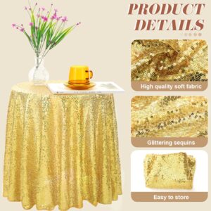 Moukeren 6 Pcs Round Sequin Tablecloth Glitter Round Tablecloth Round Table Cloth Table Covers Decorations for Wedding, Birthday Party, Christmas and Halloween Decor (Gold, 50 Inch)