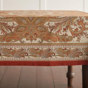 Maison d' Hermine Tablecloth 100% Cotton 60"x120" Washable Rectangle Table Cover Decorative Tablecloths, Dining & Camping, Kashmir Paisley - Thanksgiving/Christmas