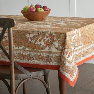 Maison d' Hermine Tablecloth 100% Cotton 60"x120" Washable Rectangle Table Cover Decorative Tablecloths, Dining & Camping, Kashmir Paisley - Thanksgiving/Christmas