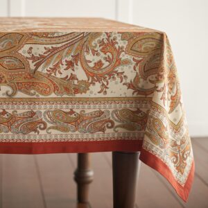 Maison d' Hermine Tablecloth 100% Cotton 60"x120" Washable Rectangle Table Cover Decorative Tablecloths, Dining & Camping, Kashmir Paisley - Thanksgiving/Christmas