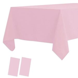 2 pack plastic tablecloths disposable plastic table covers table cloths bbq picnic birthday wedding parties tablecloth oil-proof waterproof table cloth light weight thin pink table cover 54 x 108 in