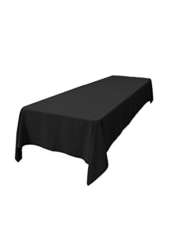 LA Linen Polyester Poplin Washable Rectangular Tablecloth, Stain and Wrinkle Resistant Table Cover 60x144, Fabric Table Cloth For Dinning, Kitchen, Party, Holiday 60 by 144-Inch, Black 60 in x 144 in