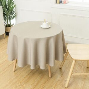 Biscaynebay Textured Fabric Tablecloths Round 60" for Tables' Diameters from 20" to 40", Natural Water Resistant Tablecloths for Dining, Kitchen, Wedding, Parties etc. Machine Washable