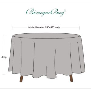 Biscaynebay Textured Fabric Tablecloths Round 60" for Tables' Diameters from 20" to 40", Natural Water Resistant Tablecloths for Dining, Kitchen, Wedding, Parties etc. Machine Washable