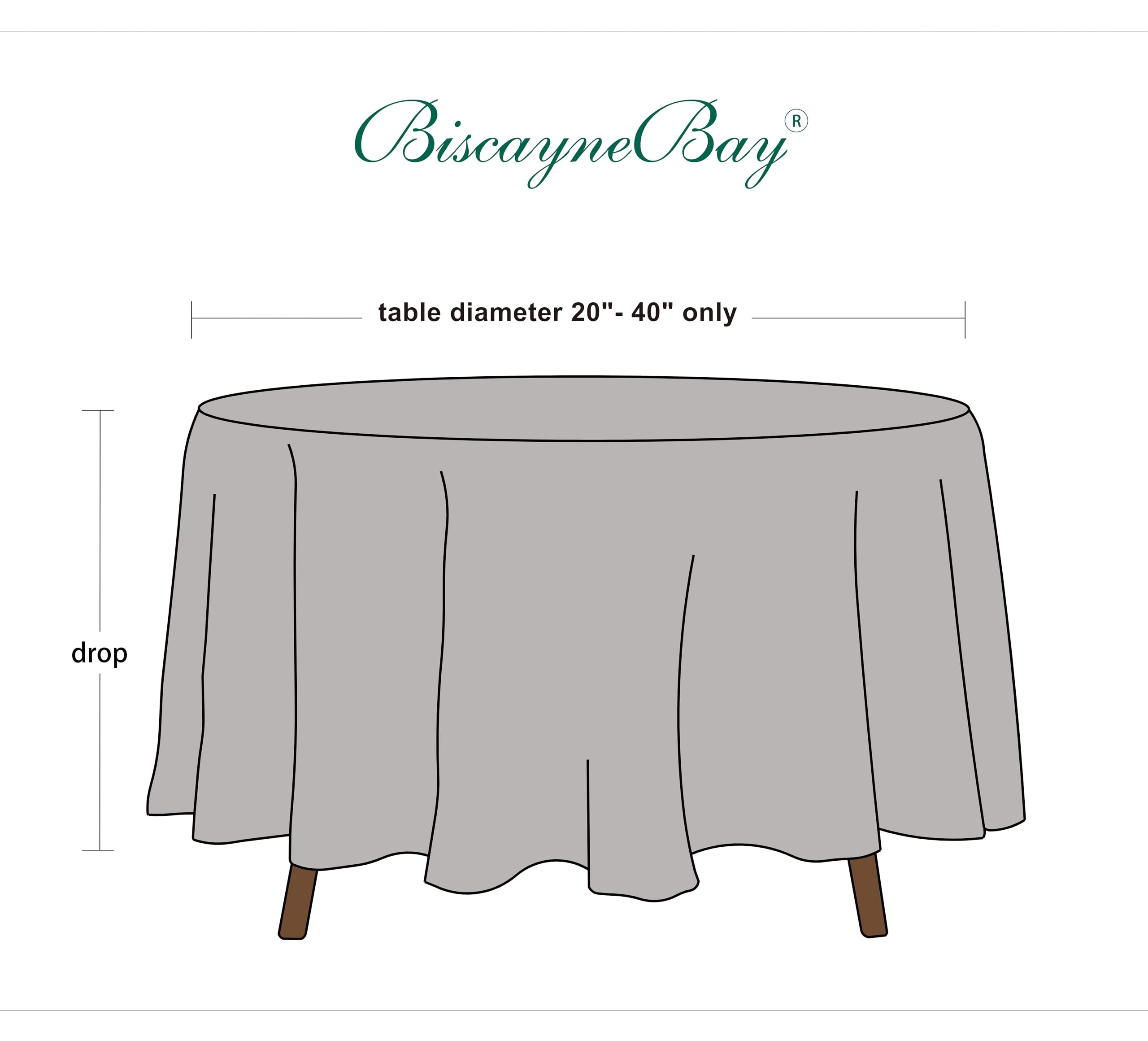 Biscaynebay Textured Fabric Tablecloths Round 60" for Tables' Diameters from 20" to 40", Natural Water Resistant Tablecloths for Dining, Kitchen, Wedding, Parties etc. Machine Washable