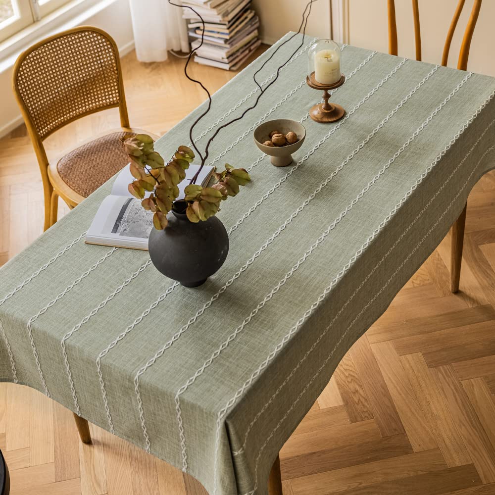 Zobesta Linen Table Cloth Cotton Tablecloth Square Tablecloth Sage Green Tablecloth, Heavy Duty Washable Farmhouse Soft Boho Tablecloth for Kitchen & Table Linens (Sage Green, 53 x 53 Inch)