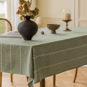 Zobesta Linen Table Cloth Cotton Tablecloth Square Tablecloth Sage Green Tablecloth, Heavy Duty Washable Farmhouse Soft Boho Tablecloth for Kitchen & Table Linens (Sage Green, 53 x 53 Inch)