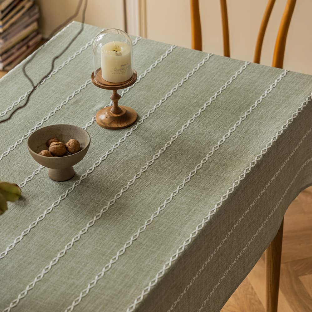 Zobesta Linen Table Cloth Cotton Tablecloth Square Tablecloth Sage Green Tablecloth, Heavy Duty Washable Farmhouse Soft Boho Tablecloth for Kitchen & Table Linens (Sage Green, 53 x 53 Inch)