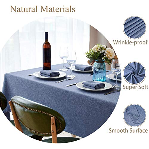 Mebakuk Rectangle Table Cloth Linen Farmhouse Tablecloth Waterproof Anti-Shrink Soft and Wrinkle Resistant Decorative Fabric Table Cover for Kitchen (Denim Blue, 52" x 70" (4-6 Seats))