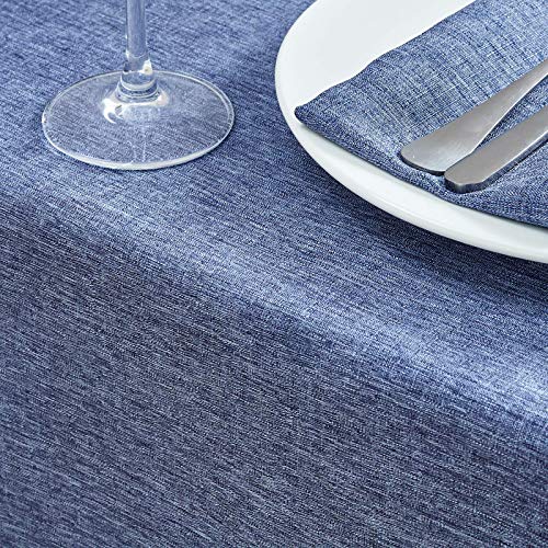 Mebakuk Rectangle Table Cloth Linen Farmhouse Tablecloth Waterproof Anti-Shrink Soft and Wrinkle Resistant Decorative Fabric Table Cover for Kitchen (Denim Blue, 52" x 70" (4-6 Seats))