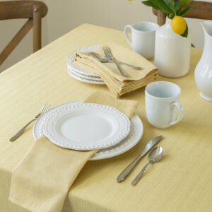 Benson Mills Textured Fabric Table Cloth, for Everyday Home Dining, Parties, Weddings & Spring Holiday Tablecloths (60" x 84" Rectangular, Sunshine/Yellow)