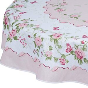 Rose Printed Tablecloth 60 inch Round or 61"x98" Rectangle Tablecloth Fabric Table Cover for Kitchen, Dining Room and Party (155 cm ≅ 60 inch Round)