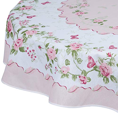 Rose Printed Tablecloth 60 inch Round or 61"x98" Rectangle Tablecloth Fabric Table Cover for Kitchen, Dining Room and Party (155 cm ≅ 60 inch Round)