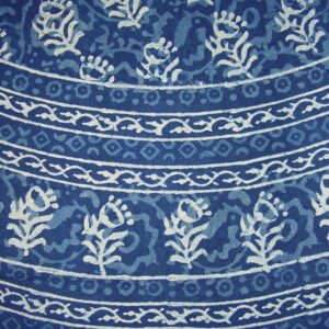 Homestead Block Print Round Cotton Tablecloth 72" Indigo Blue