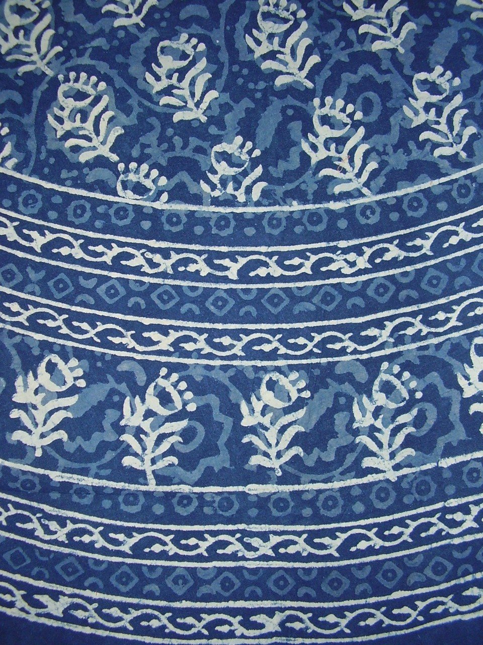 Homestead Block Print Round Cotton Tablecloth 72" Indigo Blue