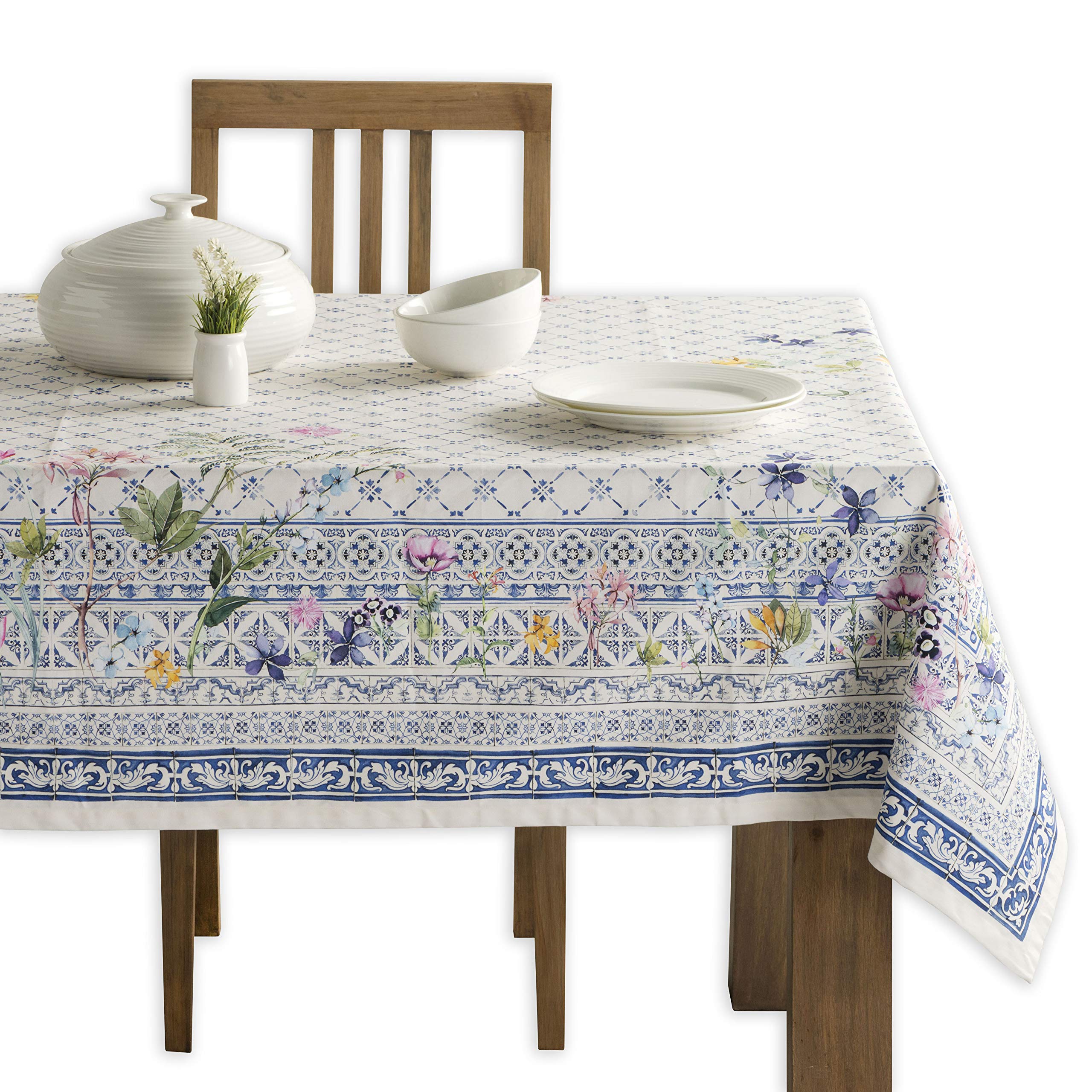 Maison d' Hermine Tablecloths 100% Cotton 60"x120" Decorative Rectangle Tablecloth Washable Table Cover, Holiday Dinner, Wedding, Baby Shower & Dining, Faience - Spring/Summer